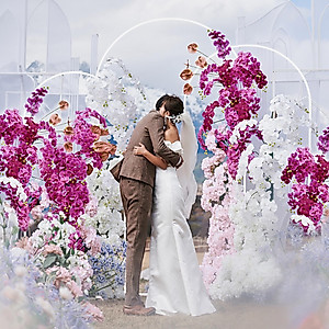 Fomcet Wedding Arch Backdrop Stand Set of 3 White Metal Arched Backdrop Stand 7.2FT & 6.6FT & 6FT Balloon Arch Frame for Wedding Ceremony Birthday Party Baby Shower Anniversary Decoration