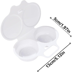 1pc White Microwave Egg Boiler Poacher,2 Cavity Nonstick Poached Egg Maker With Lid,Egg Poacher Microwave Egg Cooker,Double Drain Poached Egg Cups Cookware,Egg Poachers Specialty Cookware