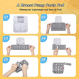 Damero Breast Pump Parts Bag, Wet Dry Breast Pump Parts Bag, Pumping Bag with Waterproof Mat and Mesh Bag, Gray Arrow