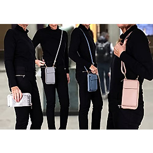 PRIMO SACCHI Womens Cell Phone & Wallet Crossbody Purse Dark Tan Italian Leather