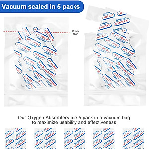 500cc Oxygen Absorbers for Food Storage - 100 Count (20x Packs of 5) - for Long Term Food Storage & Survival, Mylar Bags, Canning, Harvest Right Freeze Dryer, Dehydrated, and Preserved Foods