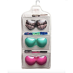 Hanging Secrets Bra Organizer & Lingerie Organizer Hanger + Protect + Showcase Your Bras with See-Thru Molded Bra Compartments Organizer Hangs Inside Closet or Over Door [White]