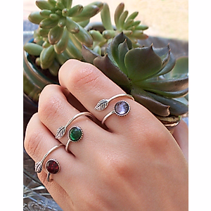 Bottled Up Designs Handmade Vintage Leaf Ring, Recycled Vintage Aqua Mason Jar, Sterling Silver, Eco Friendly, Made in USA, Birthday Gifts, Mothers Day, Women, Anniversary (Aqua)