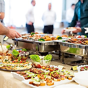 3 Packs Chafing Dishes Buffet Set, 8 Quart Buffet Servers and Warmers, Chaffing Servers Stainless Steel with 2 Half Size Food Pans, Rectangular Food Warmers for Parties Buffets