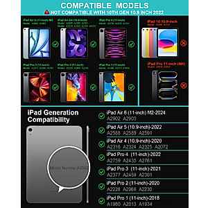 Arteck iPad Air 11-inch 10.9-inch Keyboard, Bluetooth Keyboard with Folio Full Protection Case for Apple iPad Air 11-inch (Air 2024) 10.9-inch (Air 2022) Air 4 and iPad Pro 11-inch Pro 4(2022) Pro 3 2