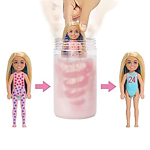 Barbie Color Reveal Dolls, Chelsea Small Doll with 6 Unboxing Surprises Including Color Change, Sporty Series