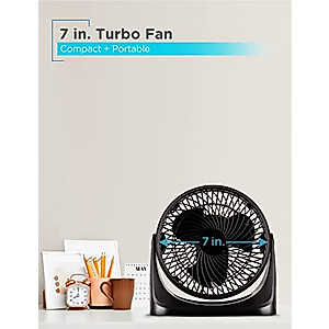 BLACK+DECKER Turbo Desk Fan – Electric Portable 7 Inch Table Fan with Adjustable Tilt for Quiet Cooling, Black