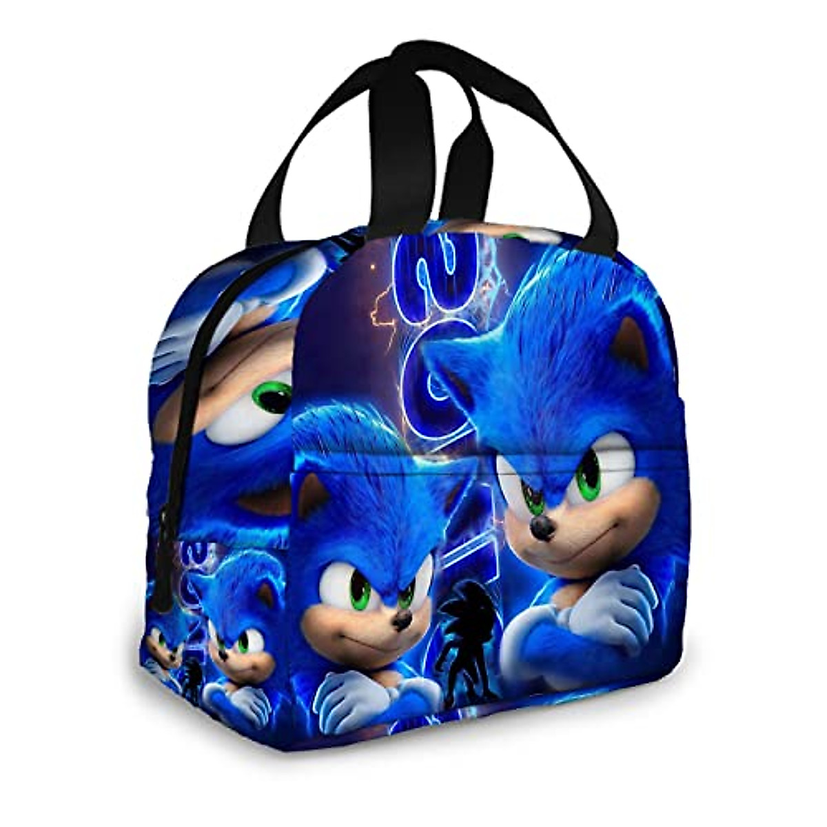 SHEFDVEG Cute Blue Lunch Bag for Boys Girls kawaii Reusable Insulated Lunch Box - Leakproof Cooler Tote Bag Freezable Lunch Bag for Office Work School