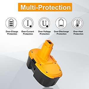 Amsbat 2 Packs 4500mAh High Capacity Ni-Mh DC9096 DC9098 DC9099 DW9096 Battery Replacement for Dewalt 18V Battery XRP Compatible with Dewalt 18 Volt Battery DW9098 DW9099 DE9095 DE9098 DE9091(Yellow)