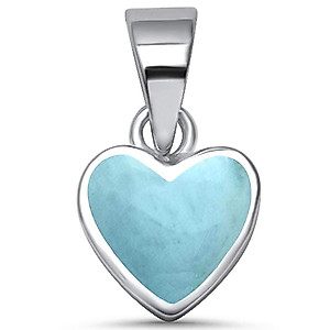Larimar Classic Heart Hanging Pendant Sterling Silver