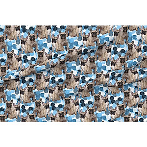 Spoonflower Fabric - French Bulldog Animals Dogs Puppies Pawprint Flowers Printed on Petal Signature Cotton Fabric Fat Quarter - Sewing Quilting Apparel Crafts Decor