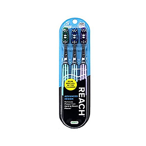 Reach Advanced Design Soft Toothbrushes, Colors May Vary, 3 Count (Pack of 2) Total 6 Toothbrushes