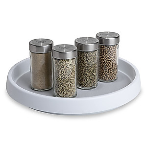 Smart Design Lazy Susan Turntable - 10 Inch - Non-Slip Lining and Feet - BPA Free - Cupboard, Fridge, Jars, Spices, Cans, Cabinet, Countertop, Pantry, Storage, Kitchen Organizer - White with Gray