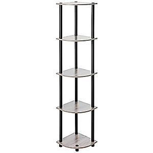 Furinno Turn-N-Tube 5 Tier Corner Display Rack 2 Pack, French Oak Grey/Black