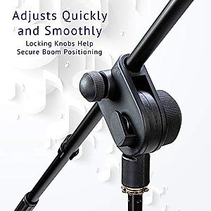 LyxPro Microphone Stand Boom Arm Tilting Rotating Floor Podium Stage or Studio Strong Durable And Foldable Height 38.5"- 66" Extends Arm to 29 3/8" Comes With 3/8" and 5/8" mount Adapter