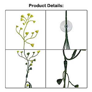 MUYG Reptile Hanging Plants,Bearded Dragon Plastic Flexible Fake Vines Plant Leaves with Suction Cup Lizards Terrarium Habitat Decorations for Geckos Turtles Snake Frog Chameleon(2 Pcs)