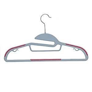 BriaUSA Dry Wet Clothes Hangers Amphibious Pink with Non-Slip Shoulder Design, Steel Swivel Hooks – Set of 10