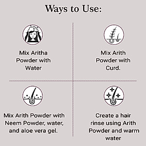 mi nature Aritha (Sapindus Laurifolia) Powder/Soap Nut Powder - USDA NOP Certified Organic Hair Conditioner for Silky Hair from India (227g / 1/2 lb)