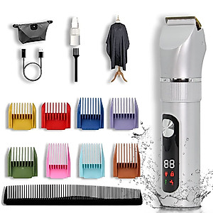 Professional Hair Clippers for Men Kids Family Waterproof Hair Trimmer Cordless Rechargeable Led Display Hair Cutting Rechargeable Electric Hair Trimmer