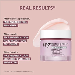 No7 Restore & Renew Multi Action Face & Neck Night Cream - Collagen Peptide Anti-Aging Face Cream - Hydrating Hyaluronic Acid + Skin Firming Fragrance-Free (50ml)