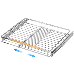 GEDLIRE Expandable Pull Out Cabinet Organizer, Heavy Duty Slide Out Pantry Storage Shelves, Sliding Drawer Organizer Rack for Kitchen Cabinets, Under Sink, Home, 17.1"-28" W x 22.4" D
