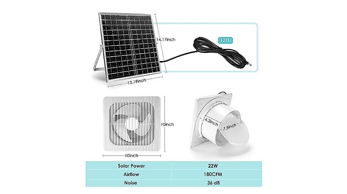 Solar Powered 8" Exhaust Fan for Sheds & Greenhouses