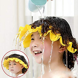 Soft Baby Shower Cap - Adjustable Silicone Shower Hat Head Ear Protector Water Hats for Kids - Toddler Safety Shampoo Shower Cap Hair Washing Visor Bath Accessories (Green)