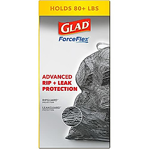 Glad Large Drawstring Trash Bags, ForceFlex 30 Gallon Black Trash Bags, 25 Count