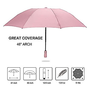 LANBRELLA Umbrella Reverse Travel Umbrellas Windproof Compact Folding - Pink