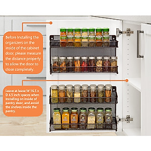 CAXXA 2 PK 2 Tier Mesh Kitchen Counter-top or Wall Mount Spice Rack Jars Storage Organizer, Bronze