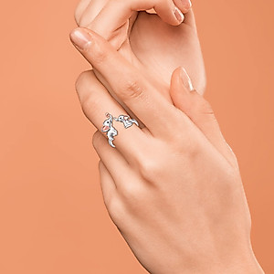 Silver Mom Daughter Elephant Ring - 925 Adjustable Love Heart Finger Rings Jewelry Gifts for Women Wife Mom Nana Daughter