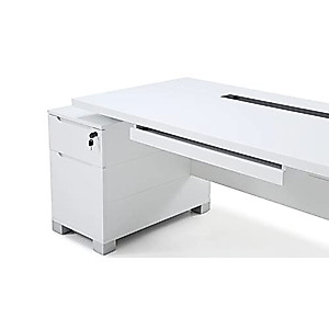 Zuri Furniture 79" Modern Ford Executive Desk with Filing Cabinets - White