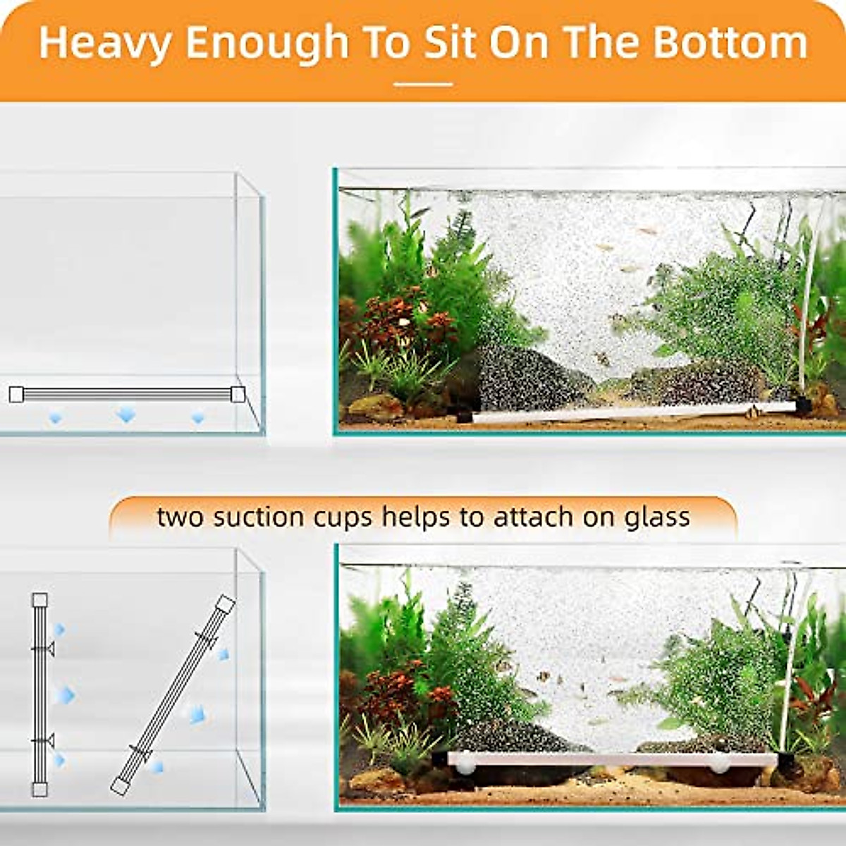 hygger Bubble Curtain Wall Aquarium Air Stone Kit, Fish Tank Air Bubbler Dissolved Oxygen Aerator Stone with Air Tubing Diffuser Bubbling Decoration for Pond 16-Inch