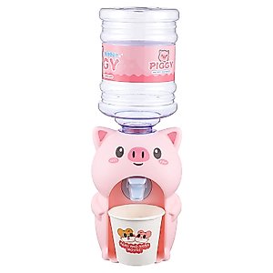 KESYOO Mini Water Dispenser Toy Miniature Household Water Cooler Fountain Toy Cute Pig Drinking Fountain Model Kids Pretend Play Kitchen Supplies (Pink)