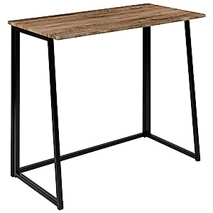 EMMA + OLIVER Small 36" Rustic Natural Home Office Folding Computer Desk - Laptop Desk