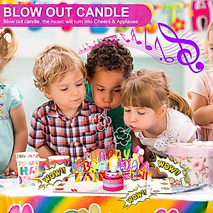 Yinqing Birthday Gift Cards, Light and Music Happy Birthday Card, 3D Pop Up Birthday Card with Blowable Candle for Women Men Kids Husband Wife Mom Dad Daughter.