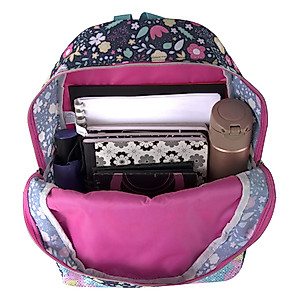 MADISON & DAKOTA Reversible Glitter Sequin Backpacks for Girls and Women, with Padded Back and Adjustable Straps (Flowers)