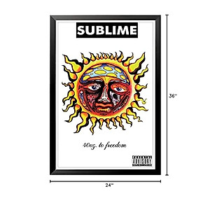 Buyartforless Framed Sublime 40oz to Perfection Debut Album 1992 36x24 Music Art Print Poster White