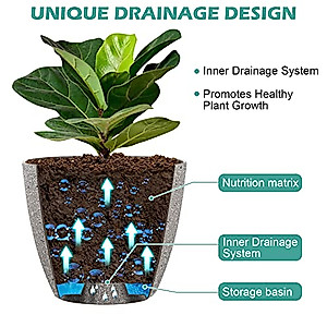 Vanavazon Plant Pots 9/8/7 Inch Set of 3 Flower Pots Indoor Outdoor Plastic Planters with Drainage Hole and Tray (Beige)