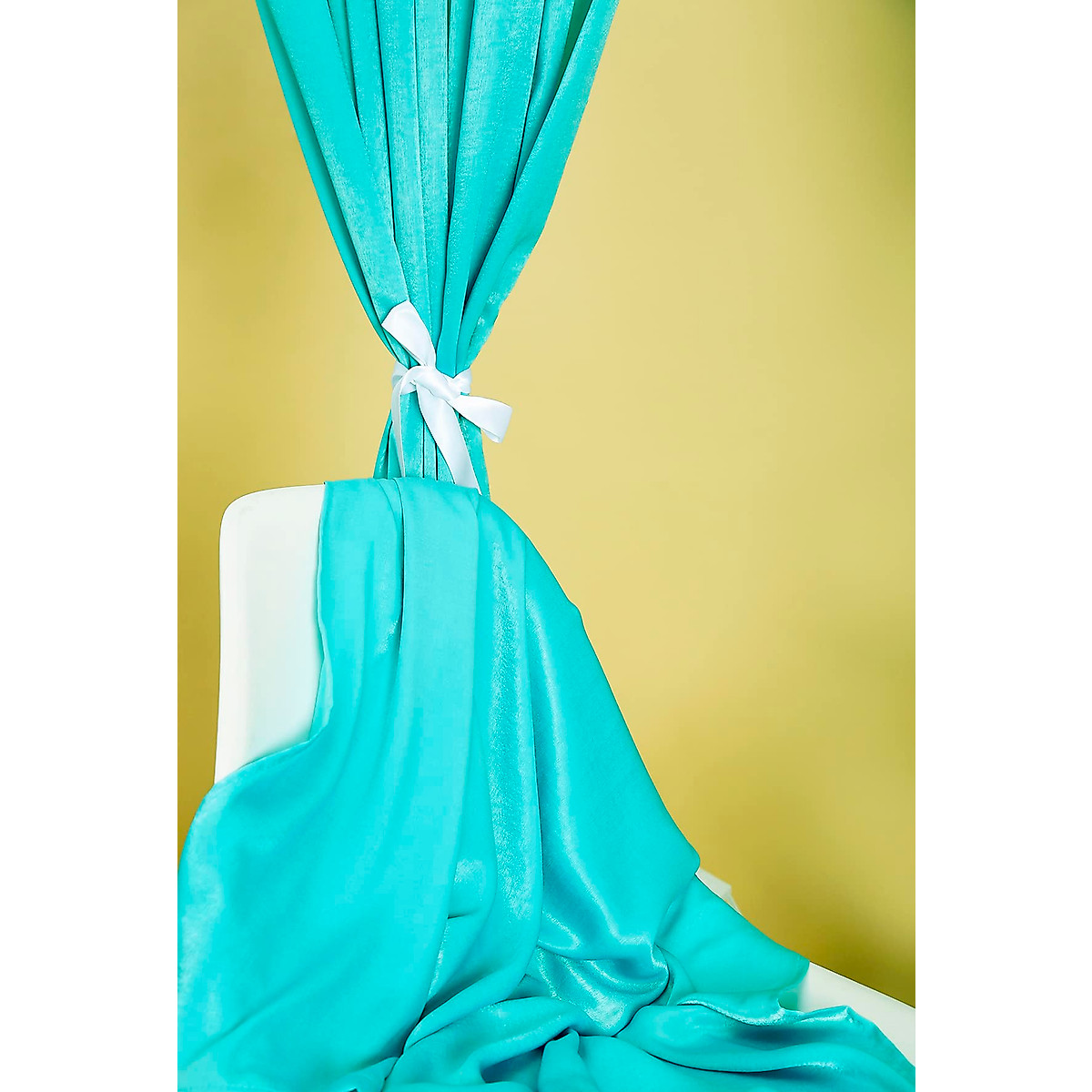 SHERWAY 9.6 Feet x 10 Feet Aqua Silky Soft Curtain Wedding Backdrop Drapes, Slightly Shiny Satiny Window Curtains for Party Ceremony Decoration