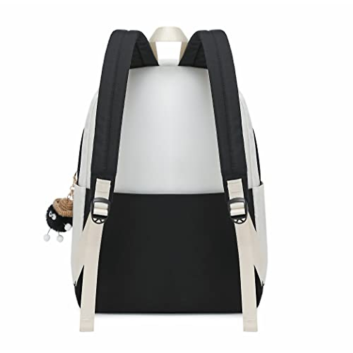 Teecho Backpack Purse for Women Student School Bag Cute Laptop Backpack for Youngsters White with Black