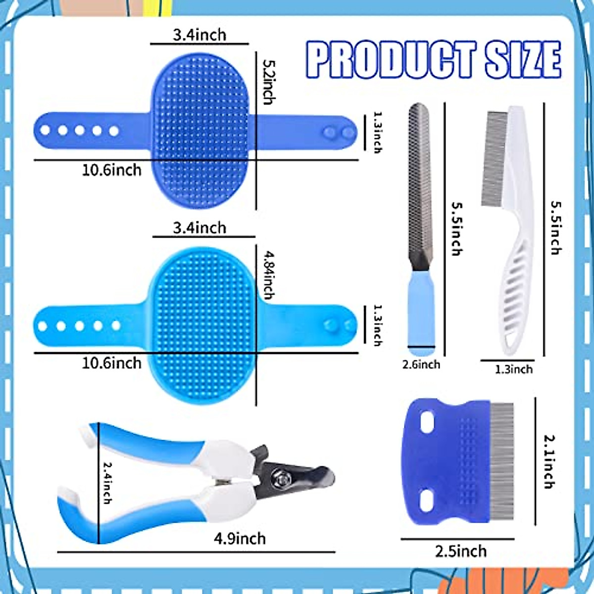 6-Piece Rabbit Grooming Kit, Small Animal Grooming Kit with Pet Hair Remover, Pet Nail Clipper, Flea Comb, Pet Shampoo Bath Brush for Rabbit, Hamster, Bunny, Guinea Pig