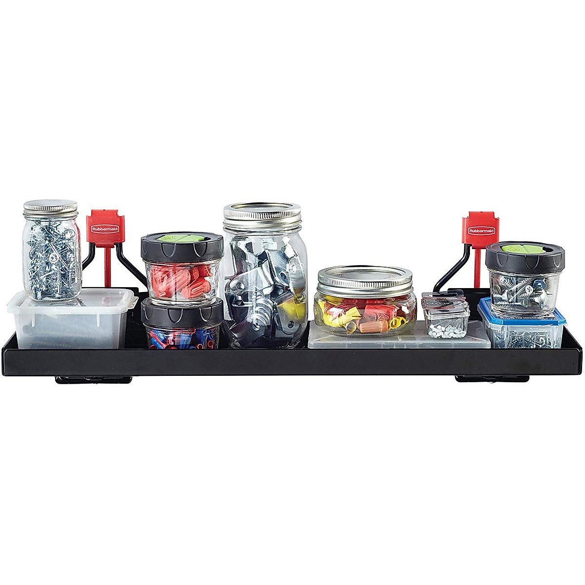 Rubbermaid Metal Shed Shelf (4 Pack) & Large Mounted Power Tool Holder (6 Pack)