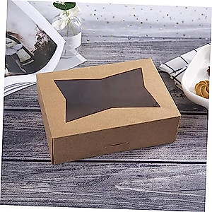 SOLUSTRE 3pcs Boxes Packing Box Mini Paper Cups Mini Cake Boxes Snack Box Container Kraft Paper Treat Box Muffin Boxes Paper Take Out Box Shipping Boxes Bakery Take Out Containers Pie Boxes