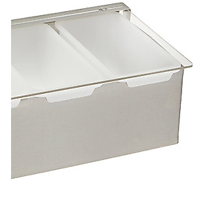 Winco 4 Comp Condiment Dispenser, Medium, Stainless Steel