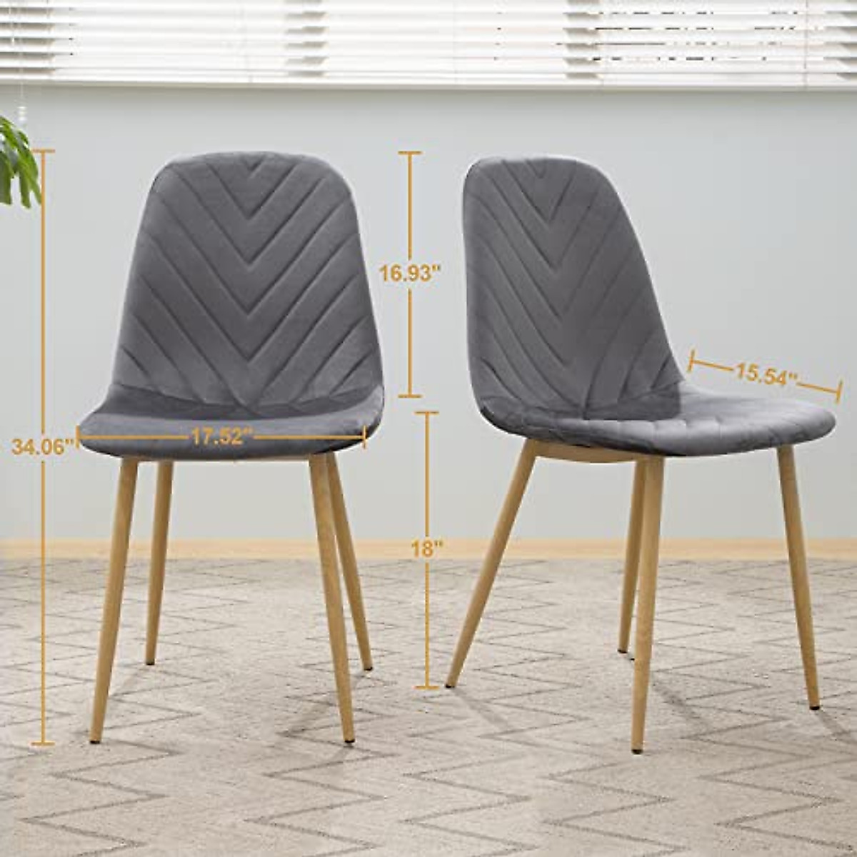 Nopurs Glass Dining Table Set for 4 - Modern Round Kitchen Dining Room Sets V-Shaped Upholstered Chairs with Metal Legs for Kitchen Dining Room Breakfast Nook, Dark Grey