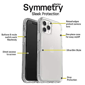 OtterBox iPhone 11 Pro Symmetry Series Case - CLEAR, ultra-sleek, wireless charging compatible, raised edges protect camera & screen