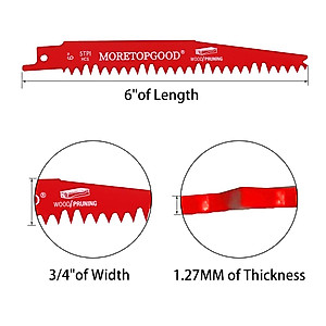 MORETOPGOOD Wood Pruning Reciprocating Saw Blades,6 Inch Saw Blades for Trees Wood Cutting, Wood Saw Blades (5 Pack/5TPI)