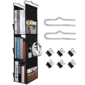 Annecy Locker Organizer for School, Work, Gym, and Closet, 3 Shelf Hanging Locker Accessories for Girls Boys, Adjustable School Locker Shelf from 3 to 2 Shelves, Black