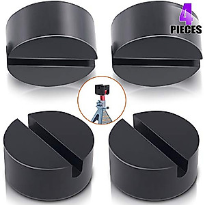 Swpeet 4 Pack Sparta Floor Round Type Jack Pad Adapter for Jack Stand 2-4 ton Universal Rubber Sparta Floor Slotted Frame Rail Pinch Welds Protector